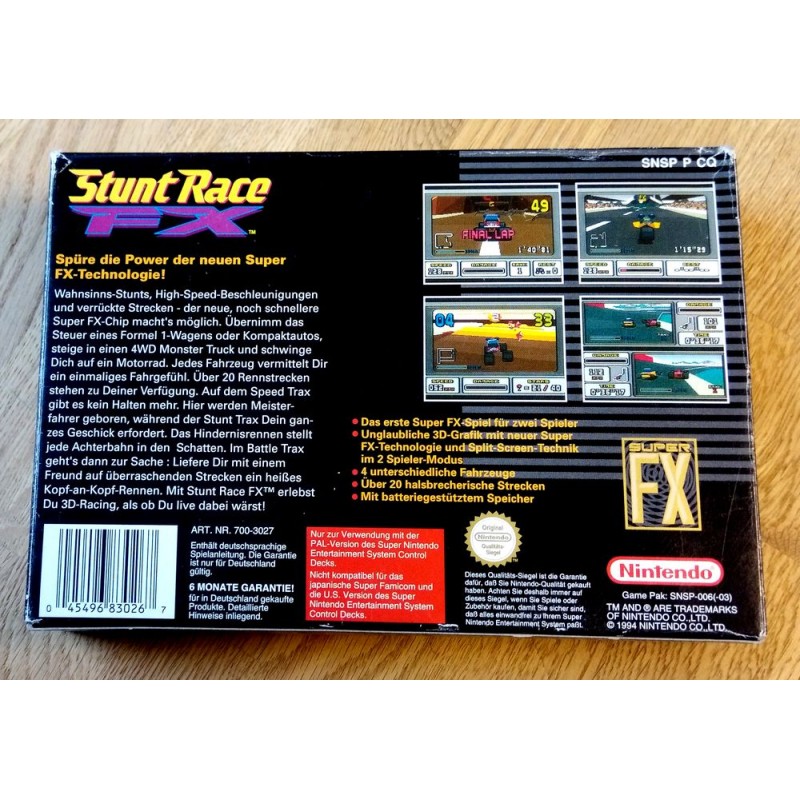 Super Nintendo SNES: Stunt Race FX (PAL) - O'Briens Retro & Vintage